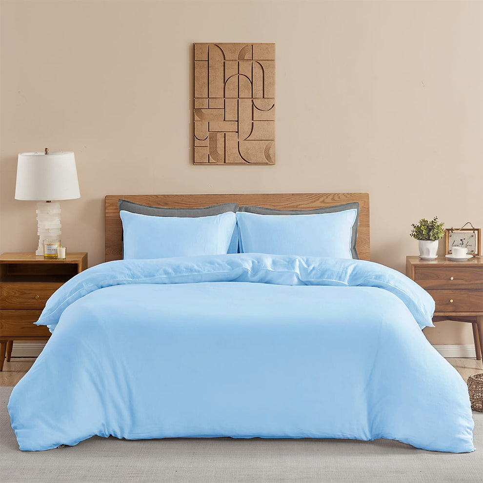 Light Blue Cotton Duvet Cover | HomeMonde Lifestyle – Homemonde